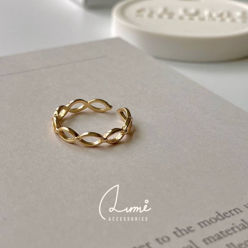 [ALUMI] 相遇｜S925純銀 鍍金 輕奢風簍空戒指 開口戒 銀戒 飾品 純銀戒指 | 蝦皮購物