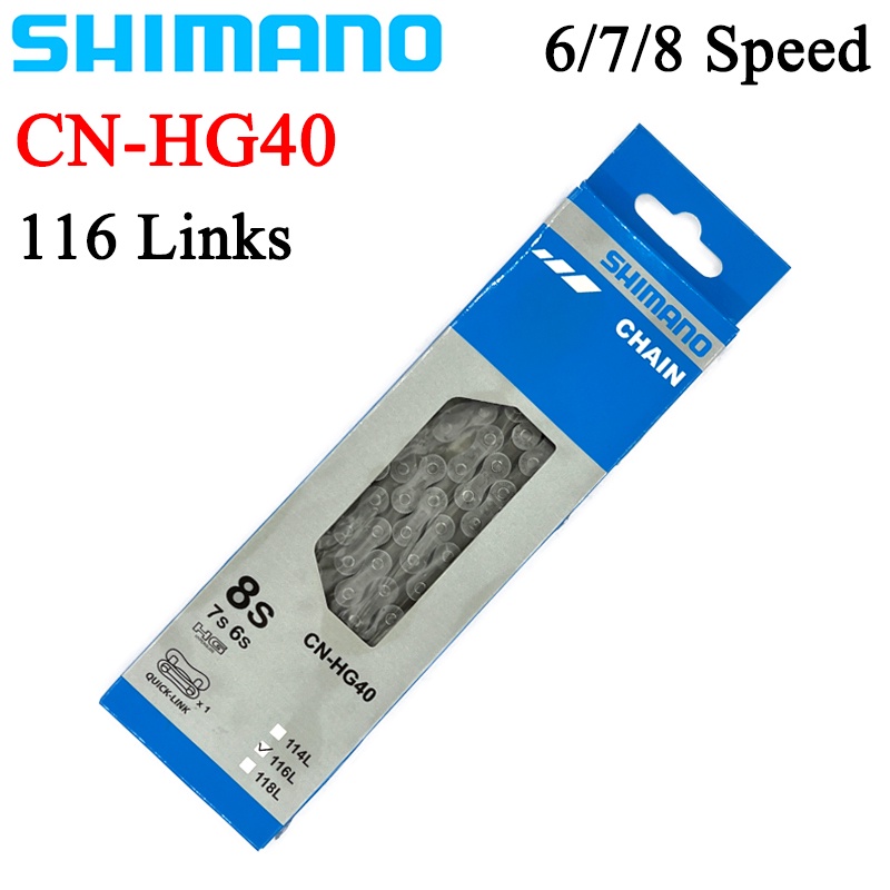 Shimano MTB 自行車鏈 CN-HG40 6 7 8 速度 116L 鏈環, 帶鏈銷, 用於山地公路自行車 HG | 蝦皮購物