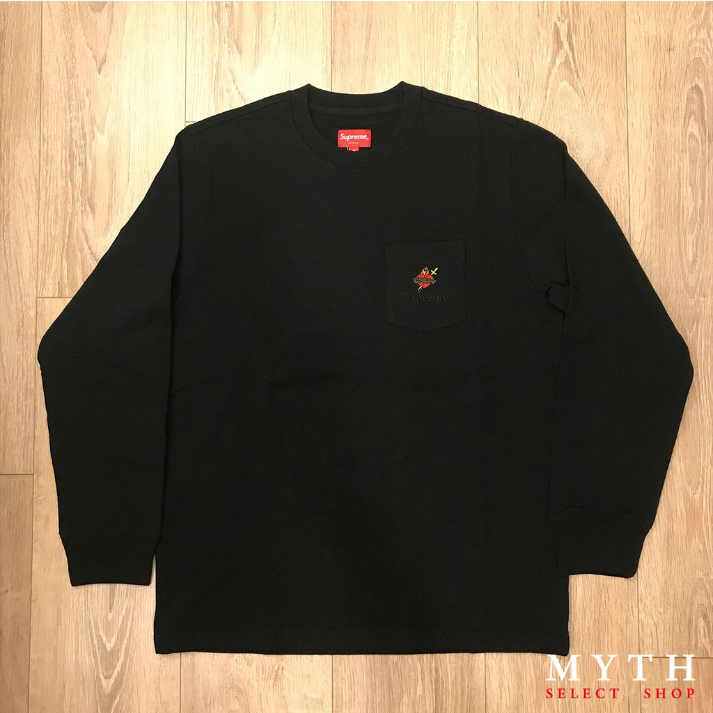 SUPREME SACRED HEART LS POCKET TEE 黑色 正品 現貨 | 蝦皮購物