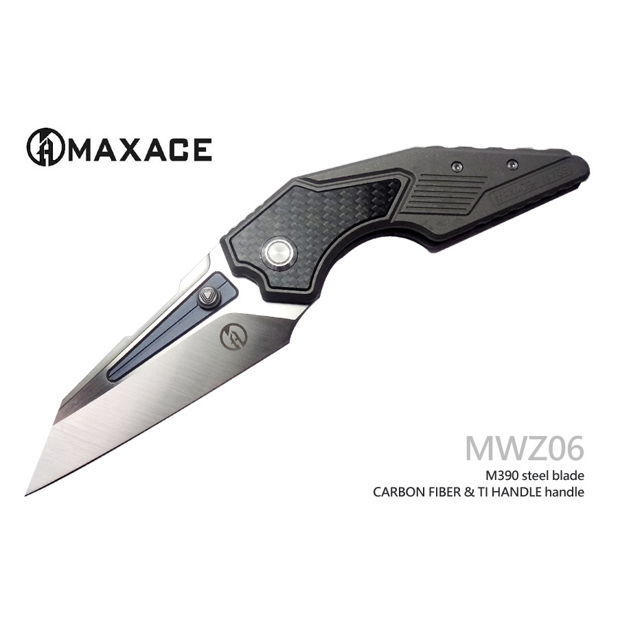 Maxace Zerg蟲族 碳纖+棕鈦柄拉絲刃折刀(M390鋼) | 蝦皮購物