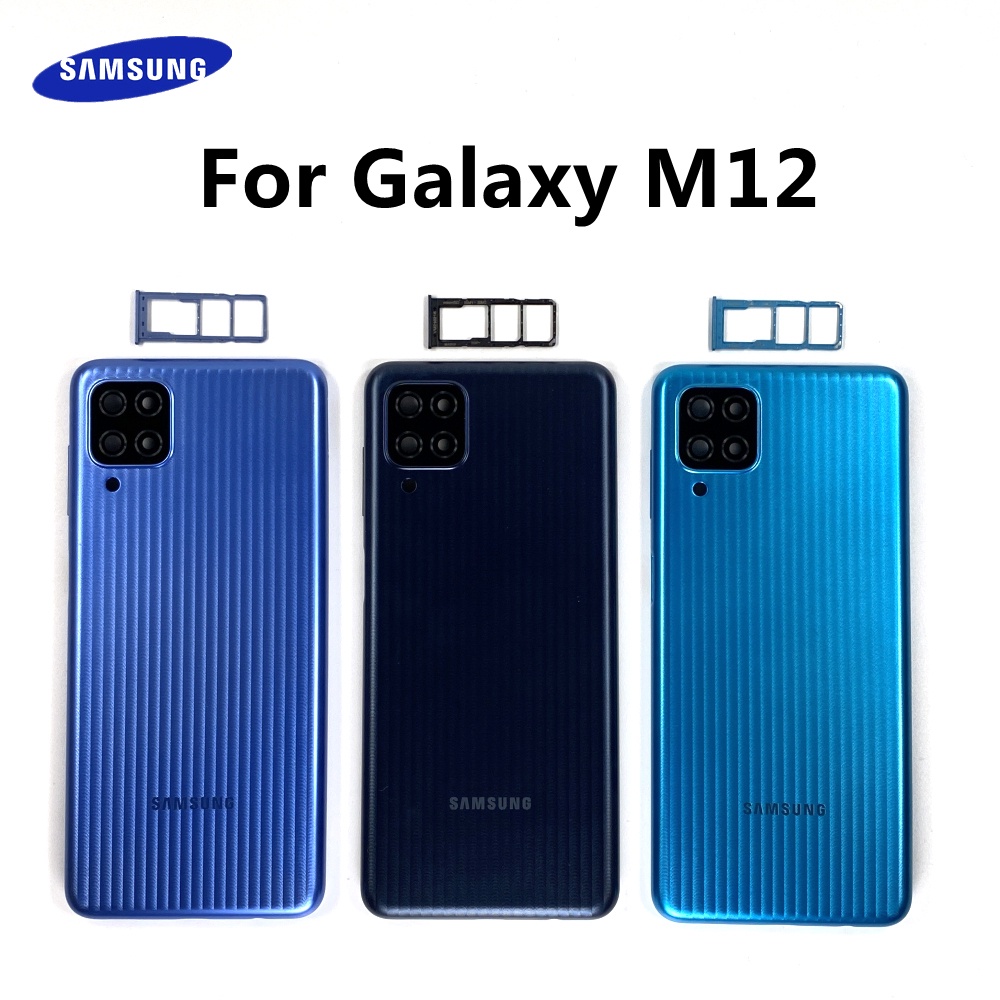 Samsung Galaxy M12 M127 SM-M127F SM-M127G 後蓋板電池蓋更換後塑料外殼 SIM | 蝦皮購物