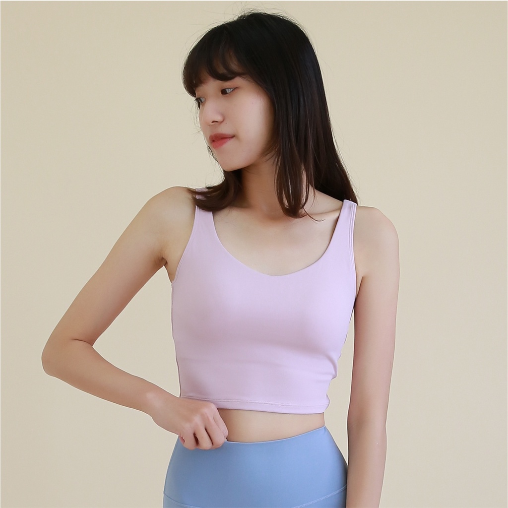 HOT HONEY 🔥一體成型V領bra top🔥中強度運動內衣 瑜珈上衣 跑步 健身 包覆性佳 不跑杯 背心 現貨 | 蝦皮購物