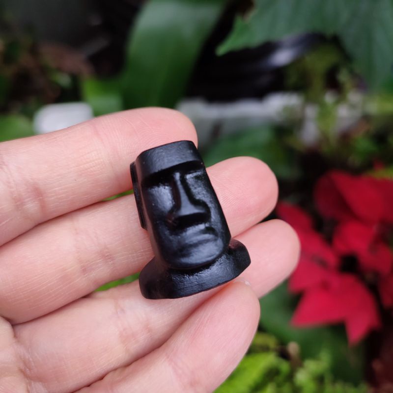 天然黑曜石霧面小摩艾雕件 (Obsidian carved moai) 擺飾 擺件 | 蝦皮購物