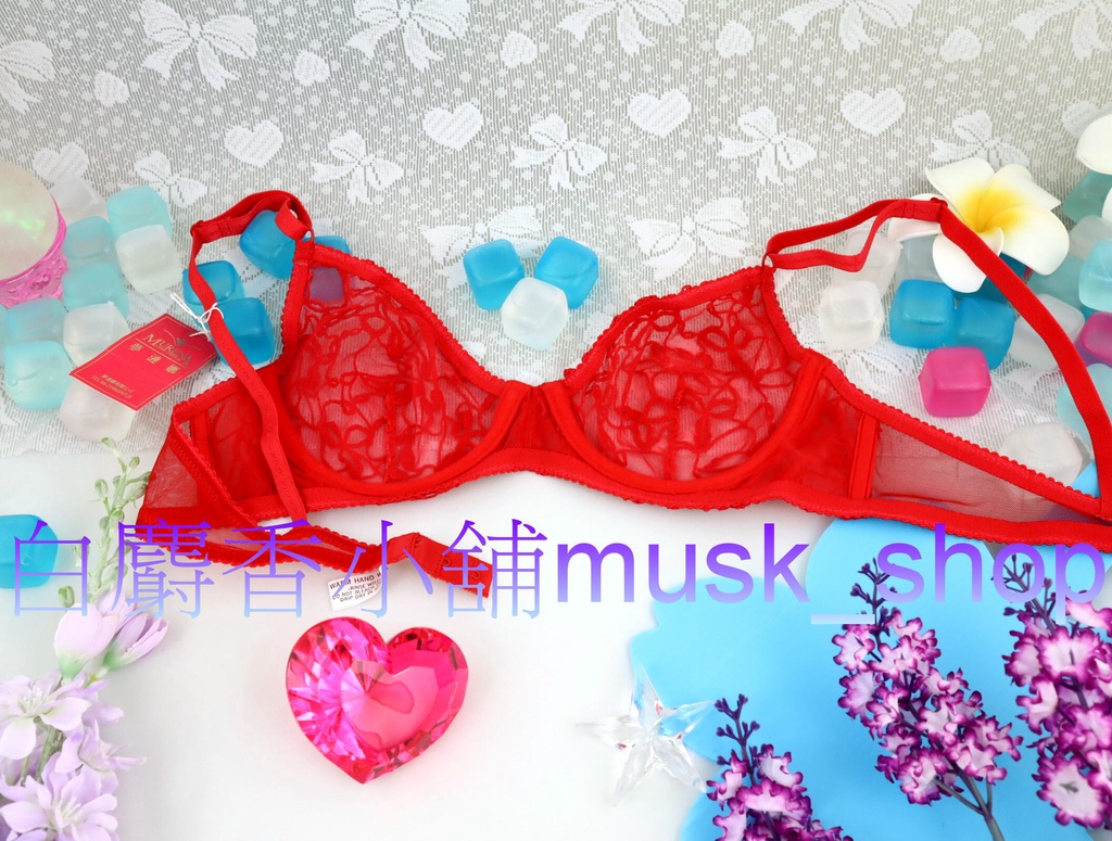 尺寸34B=75B,36B=80B-紅色幸運草情網亮光紗透膚薄蕾絲軟鋼圈-792＊白麝香小舖全新MURENA夢漣娜性感系 | 蝦皮購物