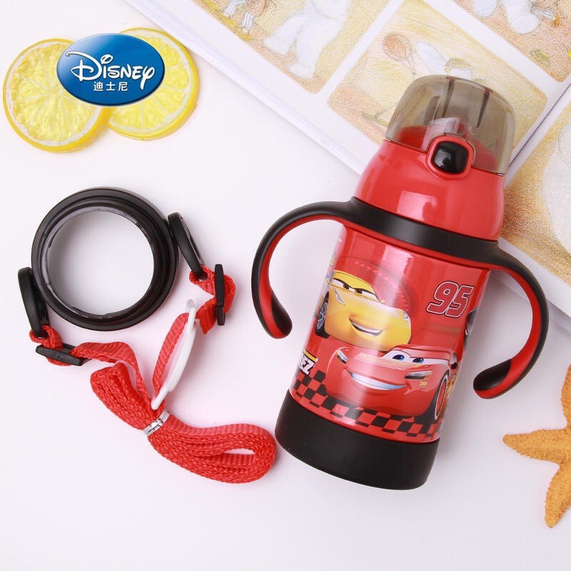 ♫開發票《台灣出貨台灣師傅免費刻字》380ml兒童迪士尼手柄背帶吸管水壺 316不鏽鋼保溫瓶 米奇米妮冰雪奇緣麥坤 | 蝦皮購物