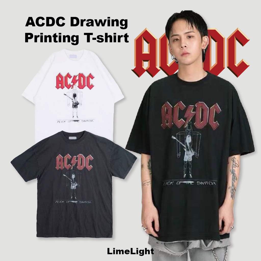☆LimeLight☆ ACDC AC/DC 塗鴉牆 短T 樂團T 樂團TEE 黑 白 | 蝦皮購物