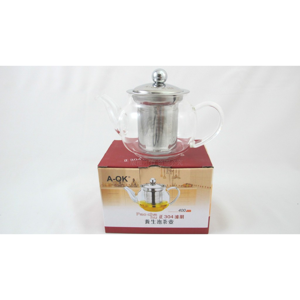 【A-OK】養生泡茶壺 #304濾網 玻璃泡茶壺 400cc玻璃濾心壺 AOK 沖茶壺 玻璃茶具 耐熱 | 蝦皮購物