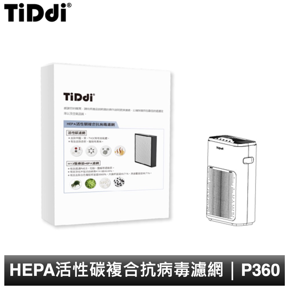 TiDdi P360 HEPA 13活性碳複合抗病毒濾網 | 蝦皮購物