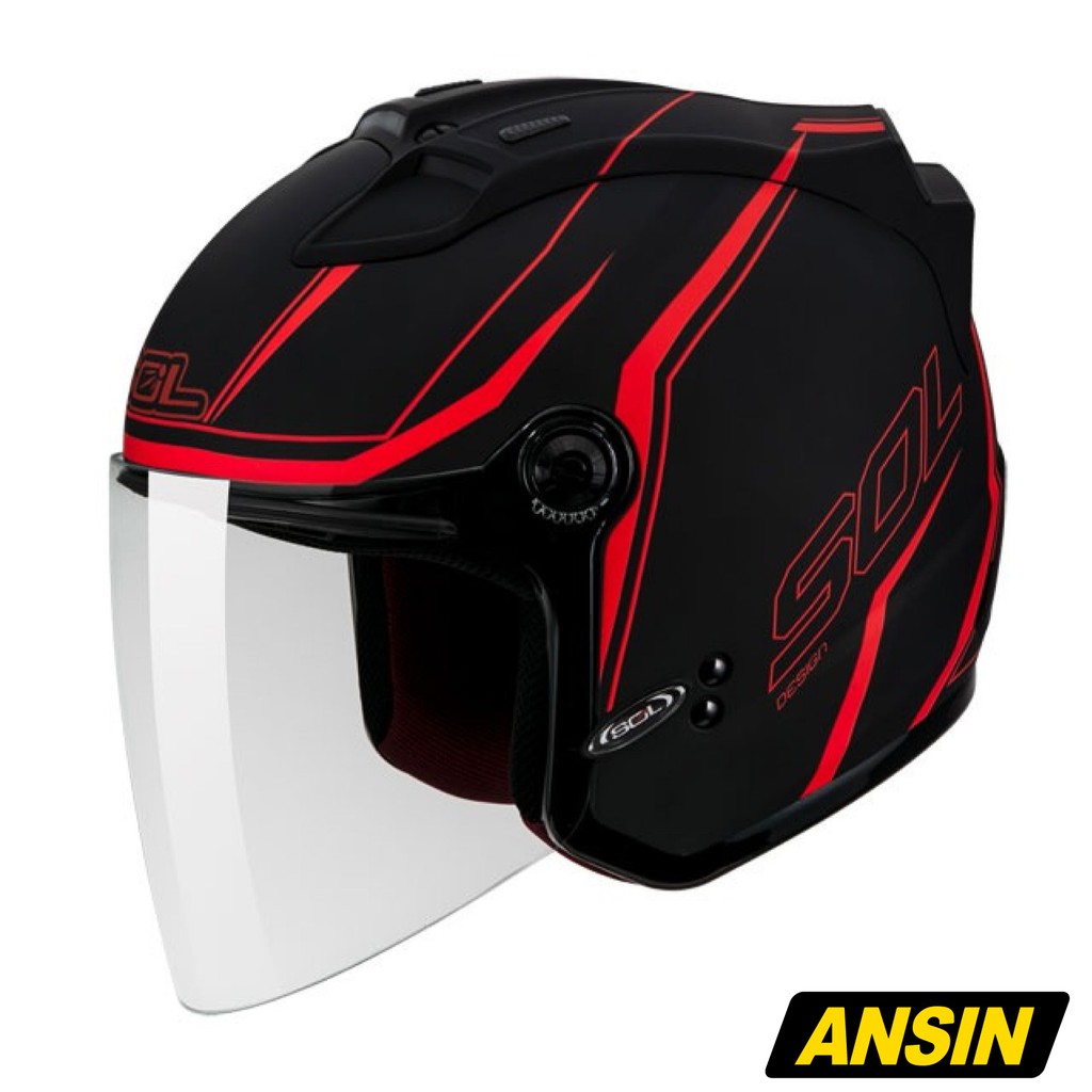 SOL 安全帽 27S 天際 消光黑/紅 半罩 3/4罩 透氣 LED燈 DOT SL-27S | 安信商城 | 蝦皮購物