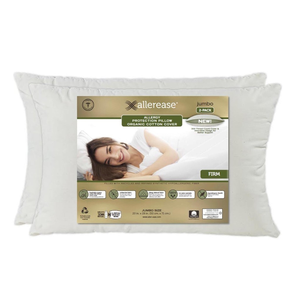 ALLEREASE 有機棉防敏支撐型枕頭 二入 50 x 71 公分 （美式賣場下架商品，請閱讀購買須知，謝謝!） | 蝦皮購物