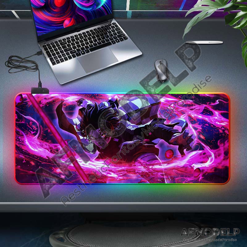 Demon Slayer Gaming Mousepad with Box RBG Lightning Glowing | 蝦皮購物