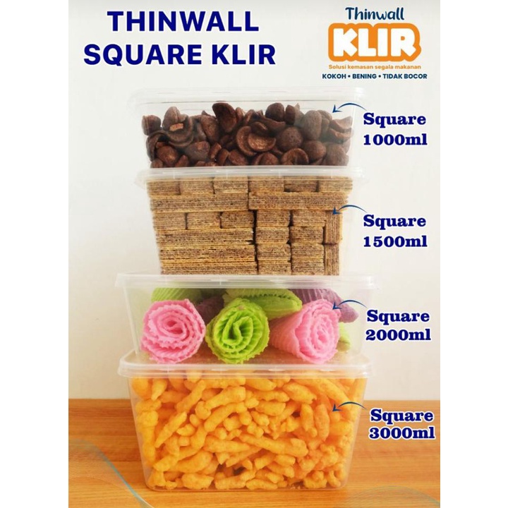 Thinwal Box 1000ml 3000ml Thinwall 方形透明塑料飯盒 | 蝦皮購物