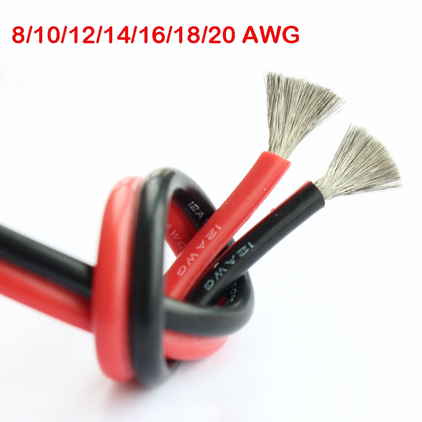 1 米 8AWG 10AWG 12AWG 14AWG 16AWG 18AWG 20AWG 軟矽膠線耐熱矽膠電纜銅美國標準 | 蝦皮購物