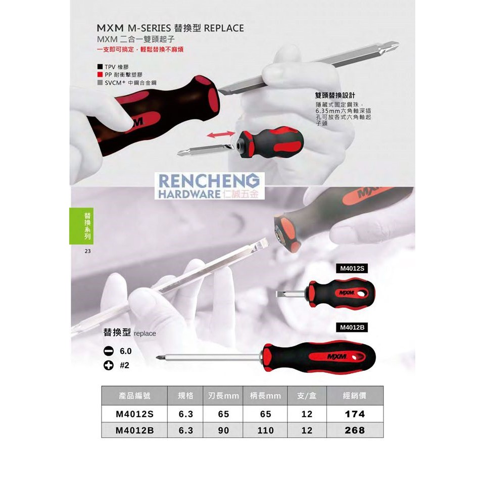 「仁誠五金」含稅 MXM 頂級M系列 防滑 雙頭 螺絲起子 M4012S M4012B 完美極致扭力 一字起子 十字起子 | 蝦皮購物