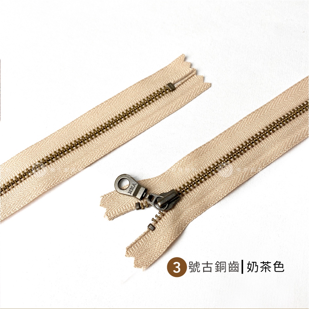 【倆作】YKK 3號〖5吋 6吋 7吋〗古銅齒 定吋金屬拉鍊 水滴拉頭 燈泡拉頭 復古拉鍊 手作拼布-古銅齒 | 蝦皮購物