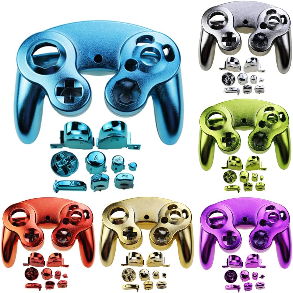 適用於 Gamecube NGC 遊戲手柄蓋的鍍鉻前後殼外殼,帶 ABXY L R Z Dpad 按鈕更換件 | 蝦皮購物