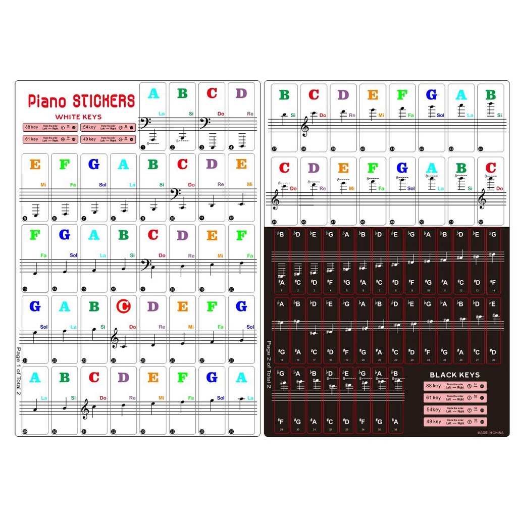 台灣出貨★音符貼 鋼琴88/61/54/49鍵音階鍵盤 貼紙 手捲電子琴簡譜數字音符 音標貼 紙★免運 | 蝦皮購物