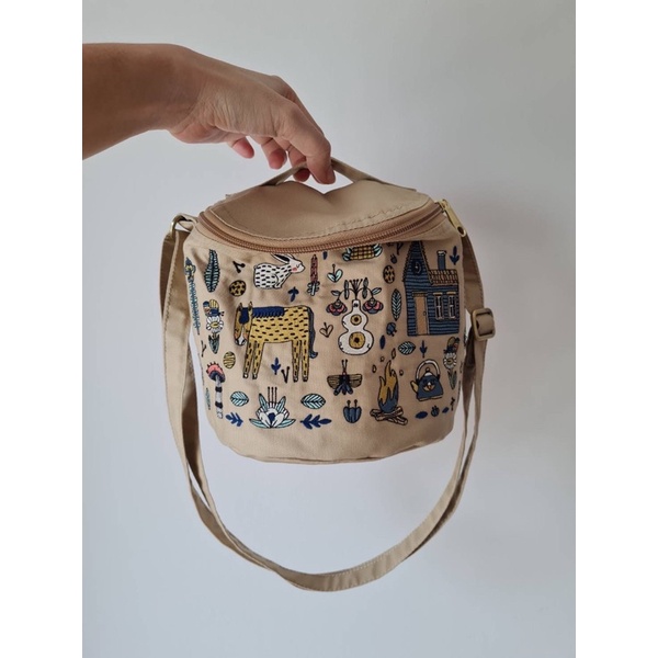 （預購款 下單前請私訊🙏）Thai愛買 x Hamblepie 刺繡野餐包/斜背包 （咖色） | 蝦皮購物