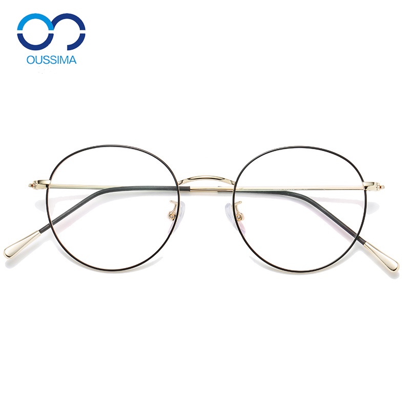 OUSSIMA歐斯邁10024眼鏡框金絲女復古超輕顯臉小圓框男韓版潮網上眼睛 | 蝦皮購物