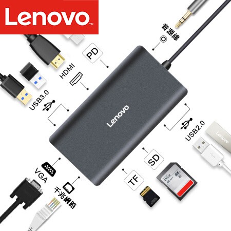 LENOVO聯想 LX0801 Type-C十一合一擴展塢 擴充 擴展 ThinkPad,Surface Go,Mac | 蝦皮購物