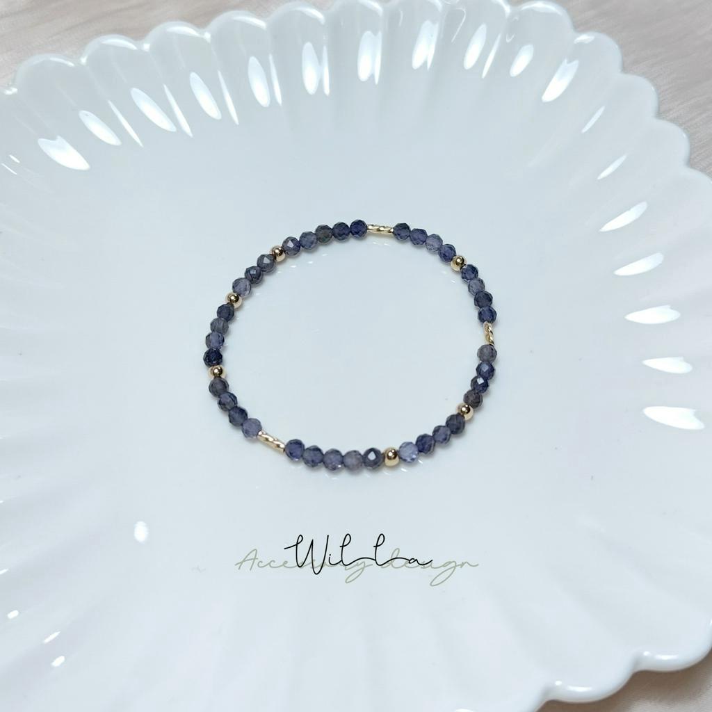 ≡Willa’s hand made shop≡漸層堇青石 美國14KGF 設計手鍊 彈性款 水晶手鍊 增加人緣 減肥石 | 蝦皮購物