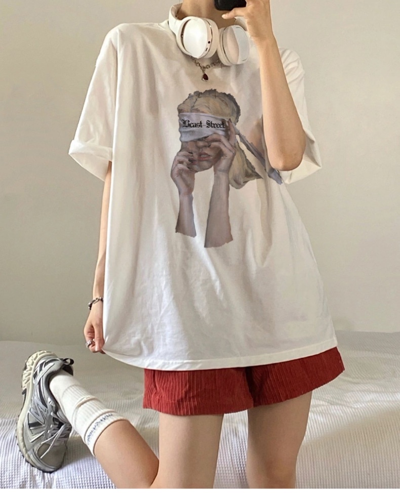 CHAOO 短袖 t恤 女生短袖 情侶裝 oversize t恤 下半身失蹤上衣 夏天衣服 美式復古 歐美上衣 潮流衣服 | 蝦皮購物