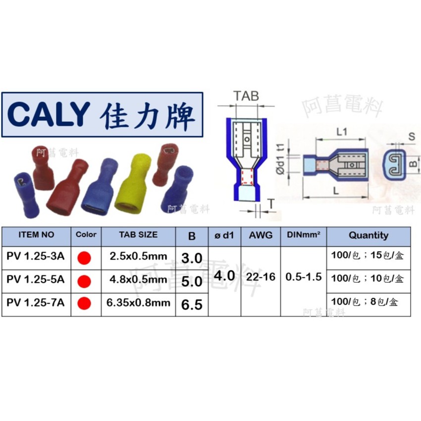 【含稅附發票】CALY 佳力牌 平網全絕緣母端子 PV1.25、PV2、PV5.5 平網絕緣母端子 絕緣公母插 絕緣端子 | 蝦皮購物