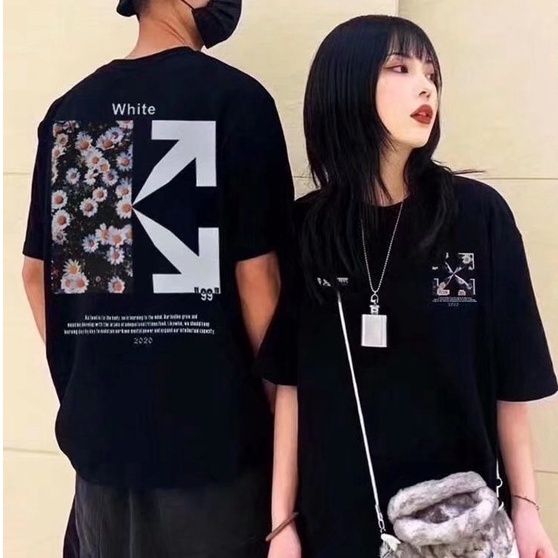 【宅男屋】情侶短T恤 韓版INS小雛菊塗鴉箭頭印花 大尺碼M-8XL 五分袖寬鬆短袖上衣 學生T GCT501 | 蝦皮購物