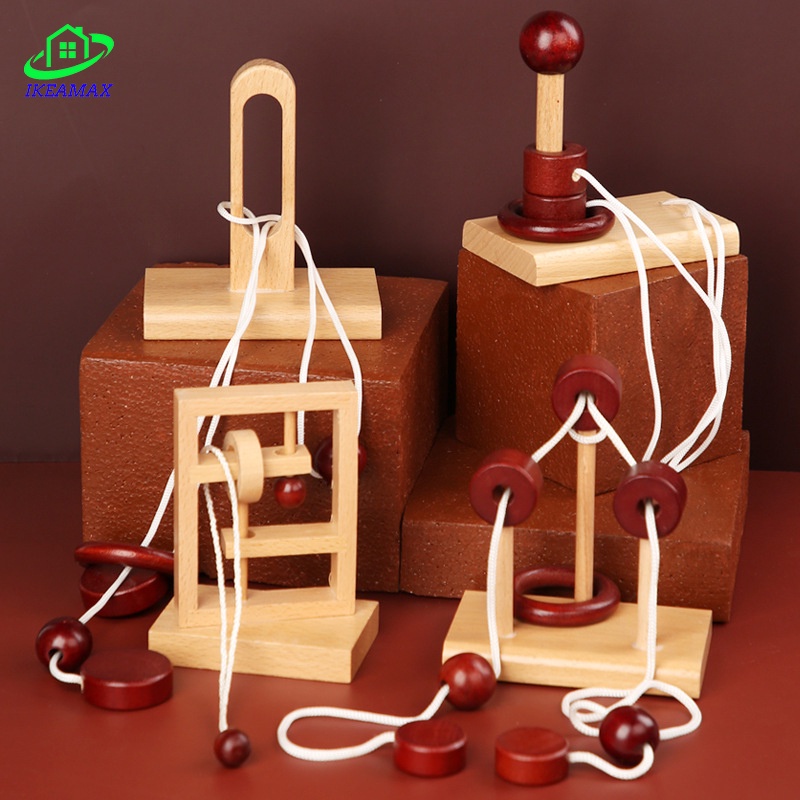 csat puzzle解悶休閒玩具 益智燒腦玩具 木製3D益智玩具 空間思維 解繩 穿線解套 魯班鎖 孔明鎖 | 蝦皮購物