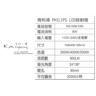 【台北點燈】飛利浦 PHILIPS RS100B 9W LED投射燈 崁孔9.5CM 無藍光 | 蝦皮購物