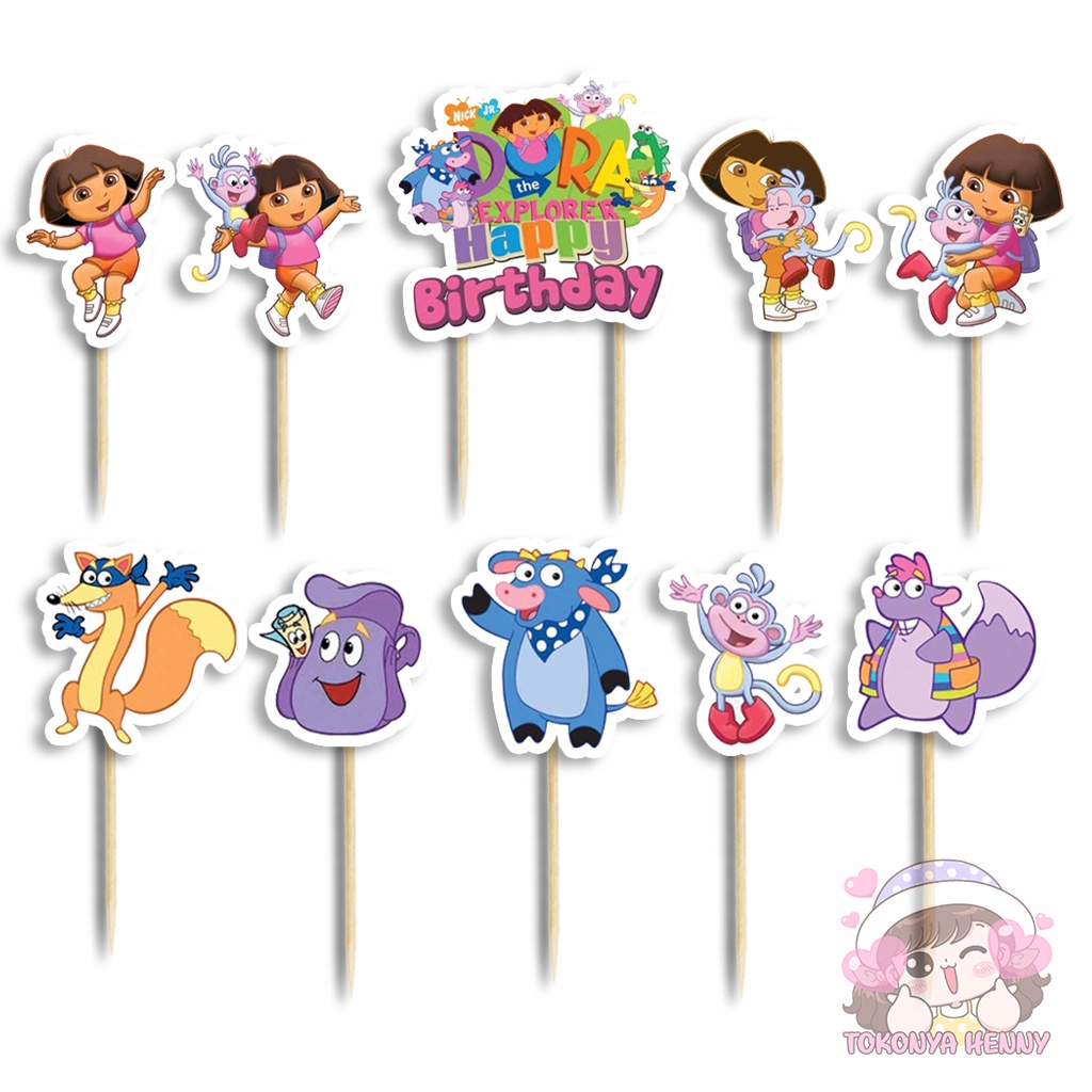 DORA THE EXPLORER 圖案生日蛋糕裝飾蛋糕裝飾 | 蝦皮購物