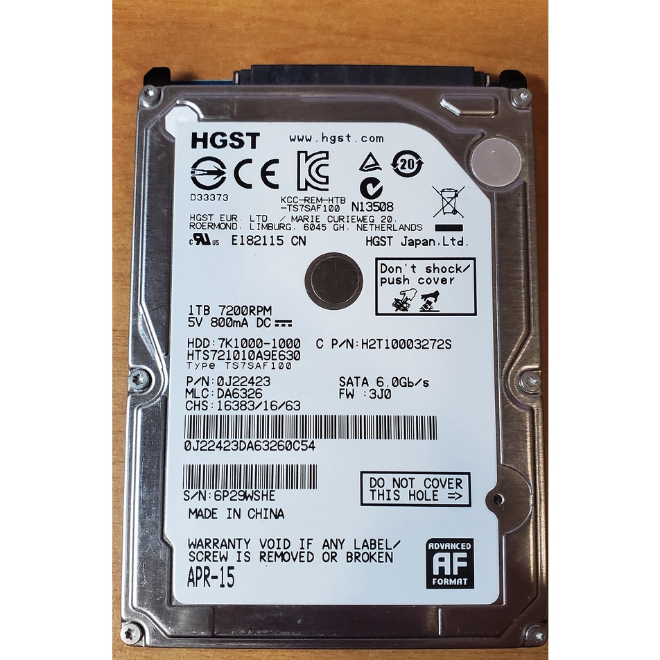 HGST(Hitachi) 7K1000 2.5吋 7200轉 1TB SATA3 硬碟 | 蝦皮購物