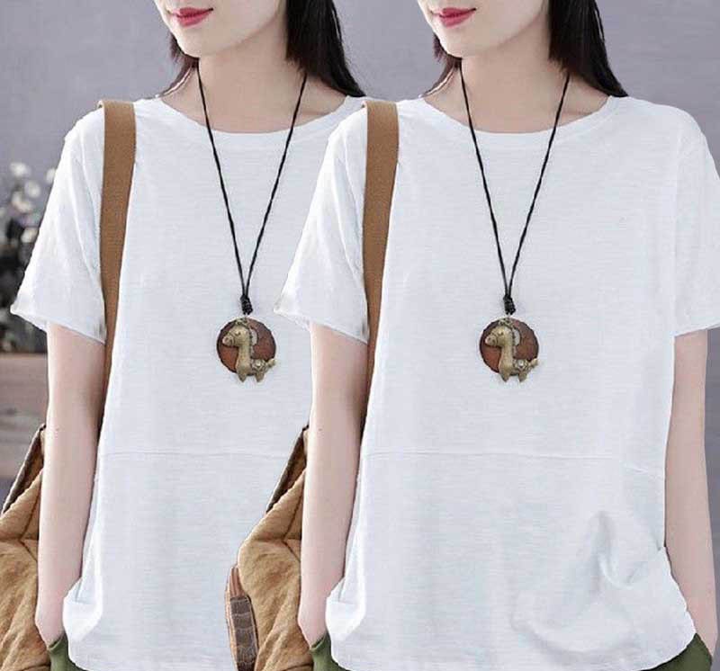 ️EMARNIA蜜桃微胖少女 ️新款M~4XL大尺碼素色素T恤女 韓版日系藝文復古清新短袖 ins簡約百搭寬鬆顯瘦大尺 | 蝦皮購物