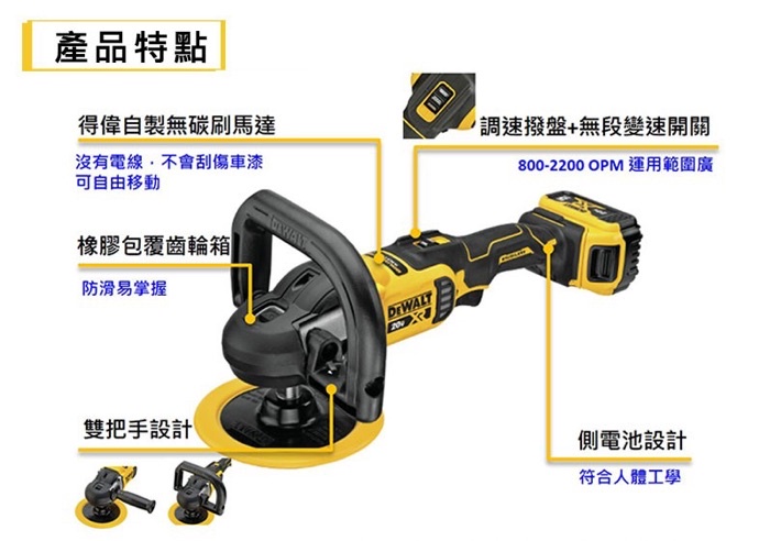含稅 公司貨 DEWALT 得偉 DCM849B 20V無碳刷可調速打蠟機 空機 打蠟機 849 DCM849 | 蝦皮購物