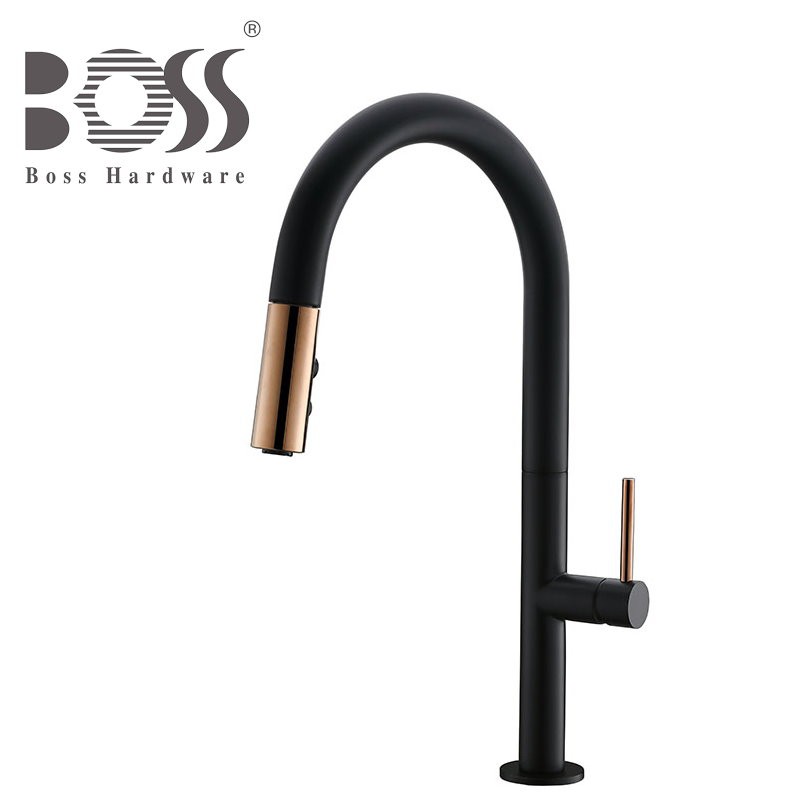 【Boss Hardware】112211-BG 尊爵黑/玫瑰金 112211-NB不鏽鋼色 廚房伸縮龍頭 | 蝦皮購物