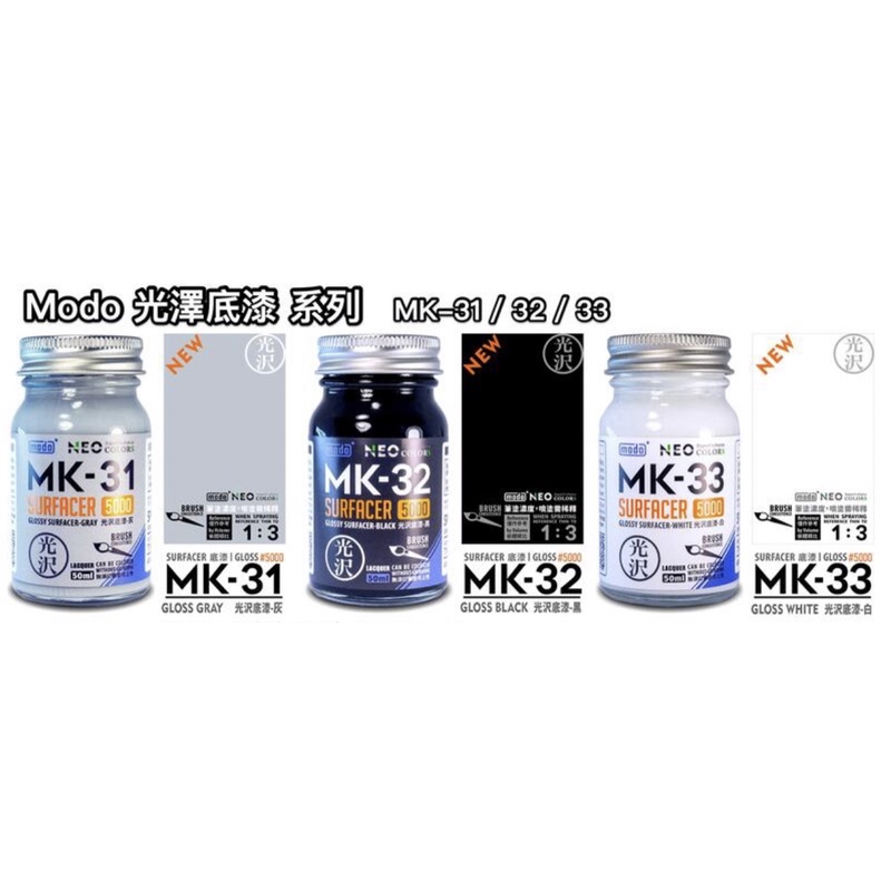 Modo摩多製漆所 全新 NEO 系列MK光澤底漆 MK31 MK32 MK33 模型漆 | 蝦皮購物