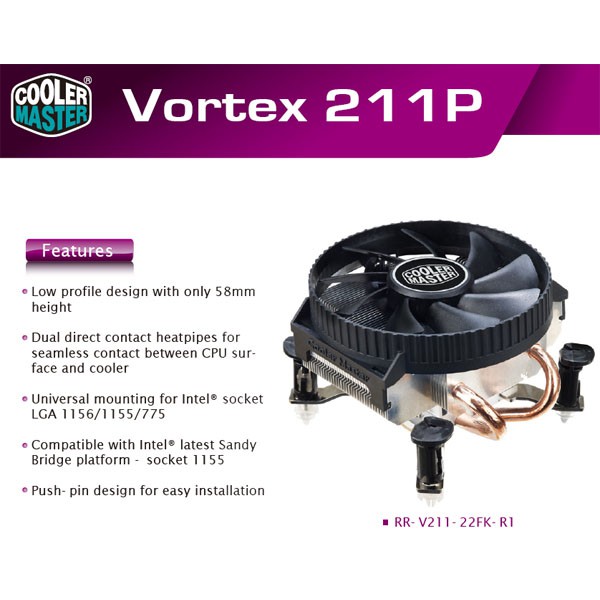 酷碼 cooler master 211P 散熱器 CPU 處理器 CoolerMaster Vortex 下吹式 | 蝦皮購物