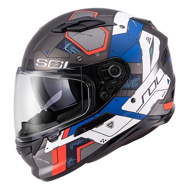 SOL SF-6 SF6 機動裝甲 消光鐵灰/白 全罩式安全帽 內襯可拆洗 雙D扣 雙鏡《遠古騎士》 | 蝦皮購物