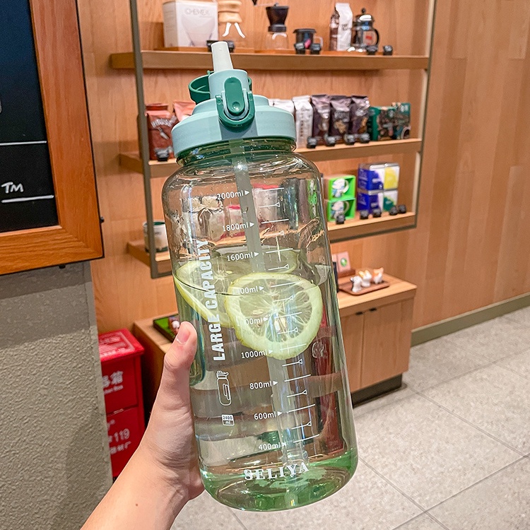 ⚡️ 透明2000ml Tritan 2公升大水壺 運動水壺 透明水壺 健身 附吸管 冷水壺 溫水壺 | 蝦皮購物
