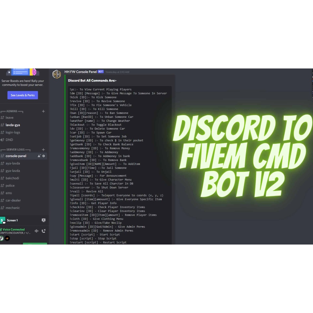GTA5 RP FiveM 使用 Discord [Bot][Standalone] 控制您的 FiveM 服務器 | 蝦皮購物