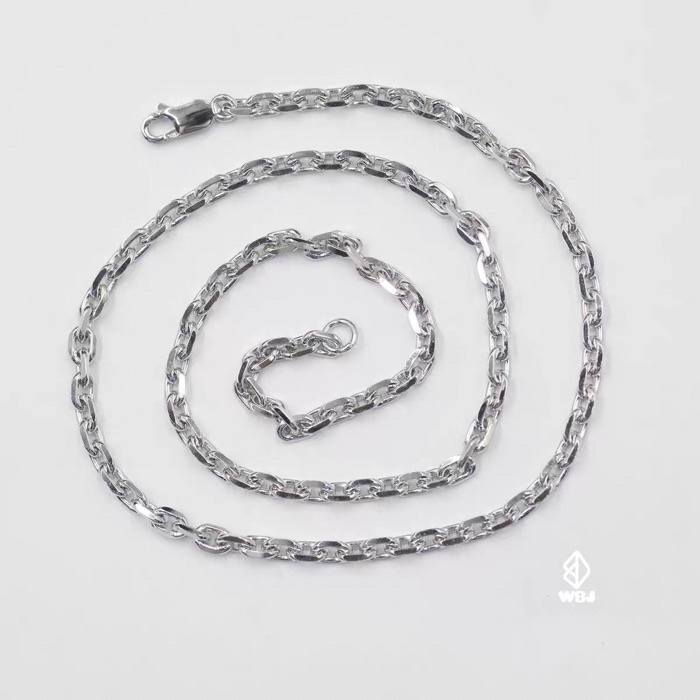Wbj訂製珠寶 4mm實心純銀十字鍊 古巴鍊 編織鍊 蛇骨鍊 電鍍30u厚白金鎖骨鍊 | 蝦皮購物