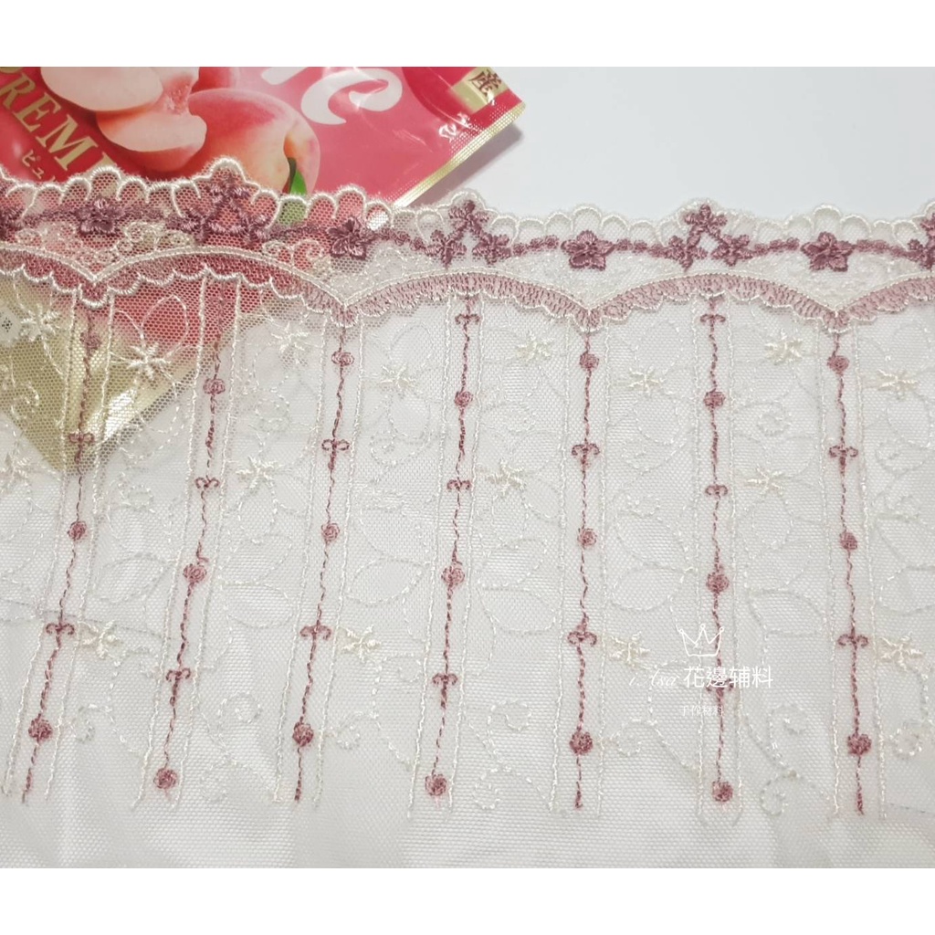 《iAsa愛莎》手作材料 雙色粉白色線條網紗刺繡花邊DIY手工輔料服裝配料娃衣材料 | 蝦皮購物