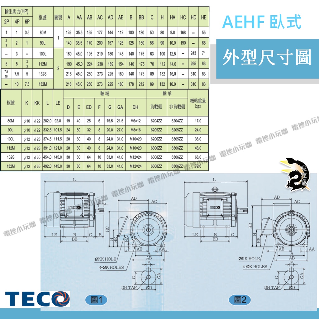 【下單前先聊聊】 東元 TECO AEHF臥式/AEUF立式系列 超高效率三相感應馬達1~5馬 公司貨 #台中實體店 | 蝦皮購物