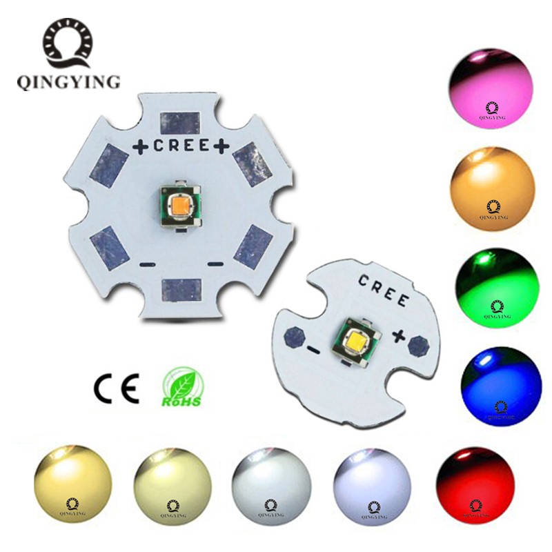 超亮 科銳 CREE LED 3535 XP-E 1W 3W 白光暖白紅黃藍綠紫色燈珠 焊16mm 20mm白色鋁基板 | 蝦皮購物