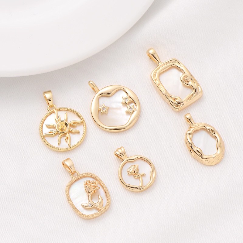 吊墜 diy 14K 銅包金 保色 巴洛克 風格 白貝 手工 | 蝦皮購物