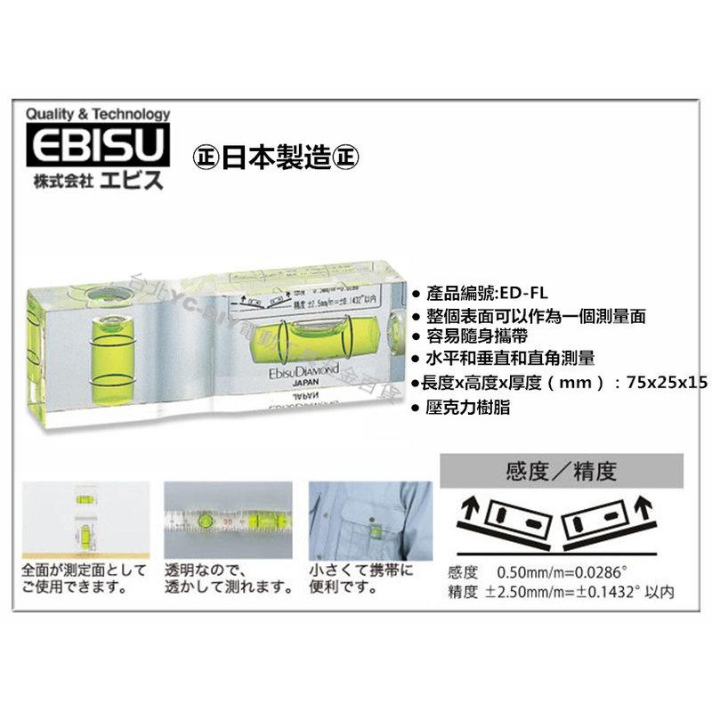 【台北益昌】㊣日本製㊣ EBISU 惠比壽 ED-FL 水晶平型水平尺 (不附磁) 輕巧便利 隨身攜帶 | 蝦皮購物