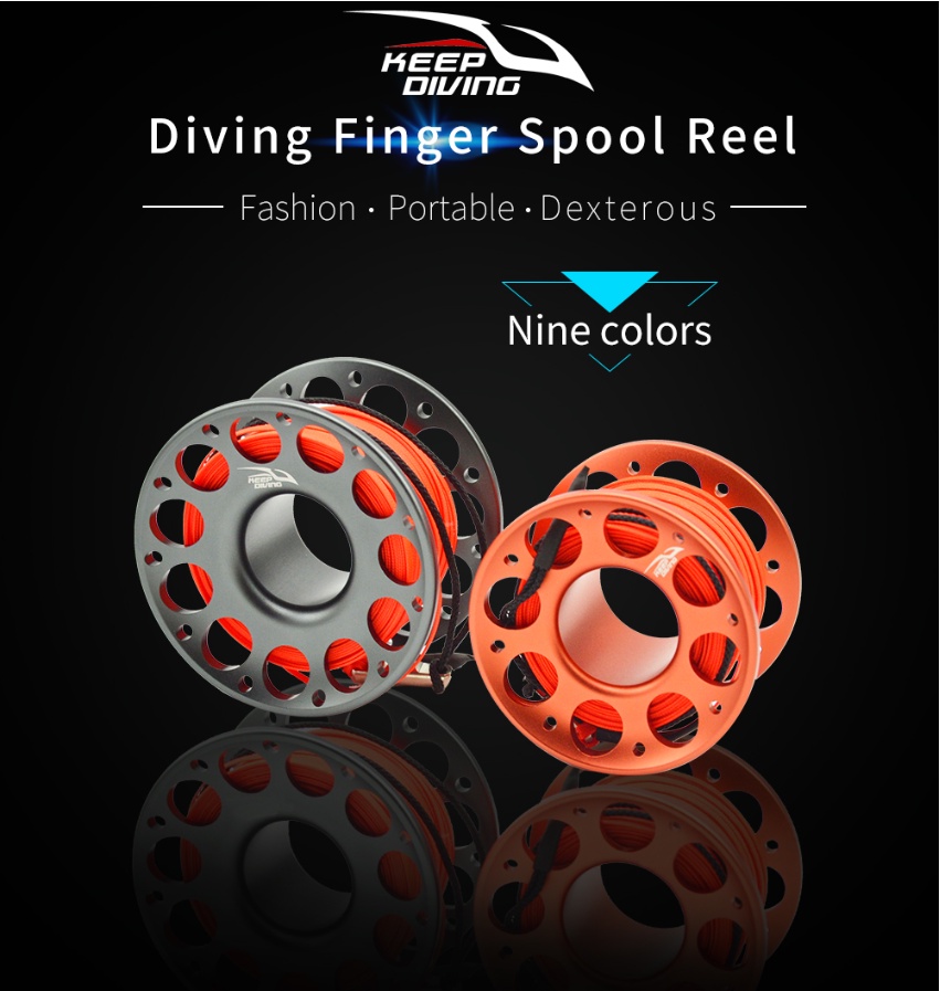 15M/30M 水肺潛水鋁合金線軸手指捲軸帶不銹鋼雙頭鉤 SMB 設備洞穴潛水 | 蝦皮購物