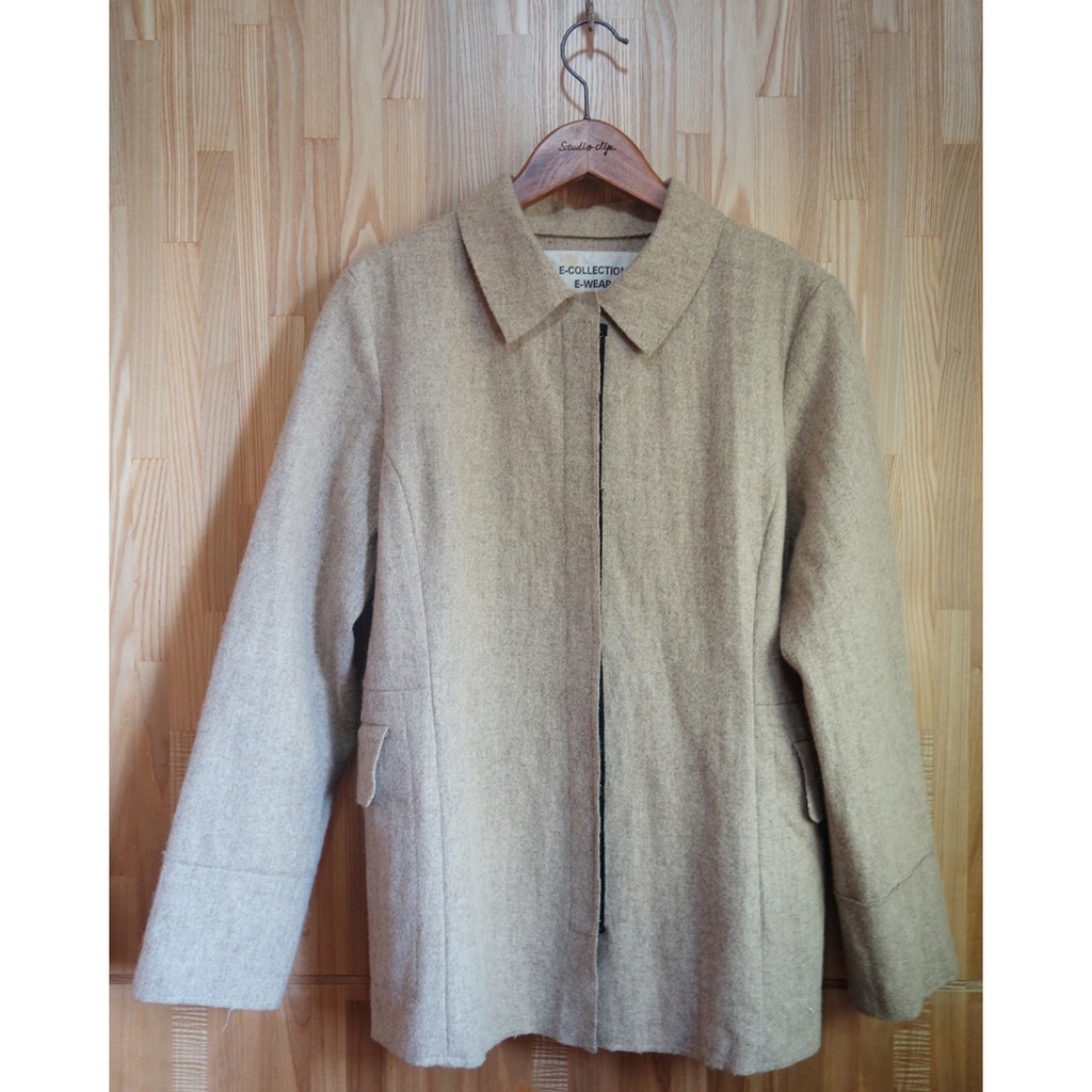 【E-WEAR】膚色毛料外套(全新) | 蝦皮購物