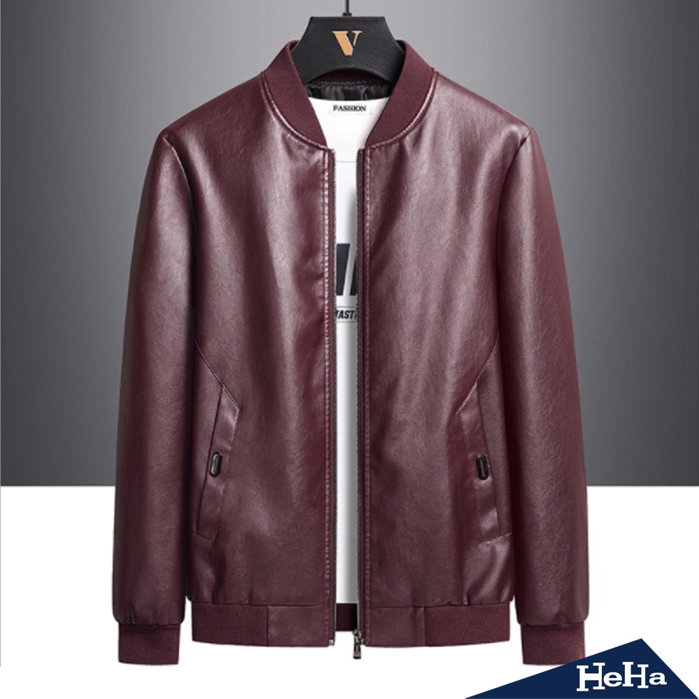 【HeHa】PU皮質立領外套 四色 皮衣 皮革外套 立領外套 商務 | 蝦皮購物