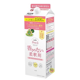 【JPGO】超取限2盒~日本製 熊寶貝 fafa free& 無香精低香味 柔軟精~牛奶盒包裝 1500ml | 蝦皮購物